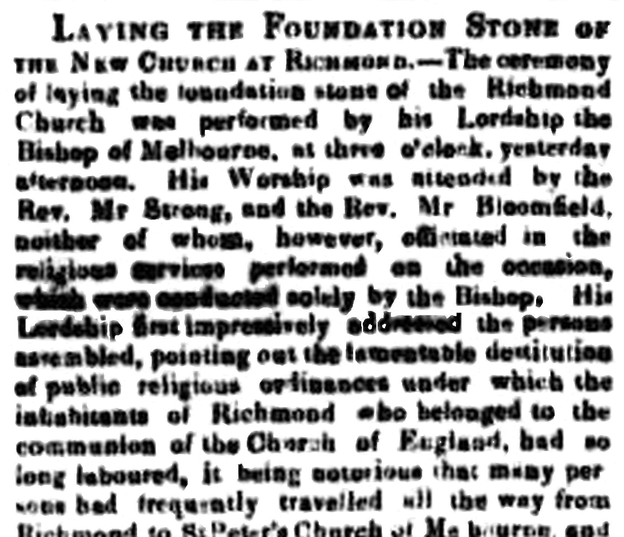 Laying the Foundation Stone of St. Stephen's Church, Richmond - 1850